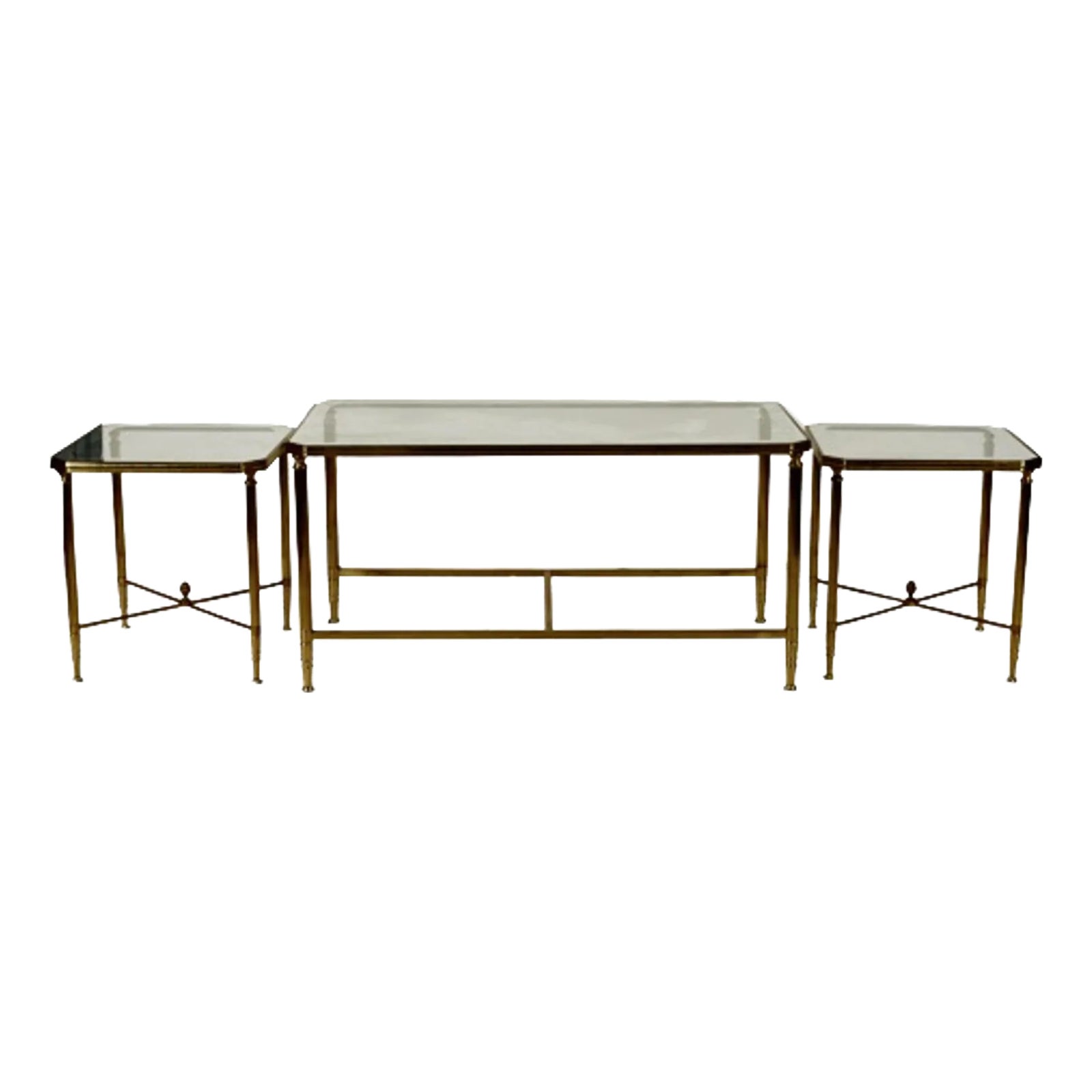French Bronze and Glass 3-Part Coffee Table | Chairish