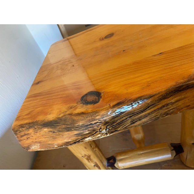 Great Wolf Lodge Pine Rustic Solid Wooden Square Side Table | Chairish