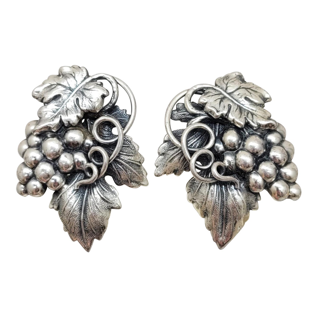 Vintage Signed Napier Book Piece "Danish" Grape Leaves Clip Earrings ...