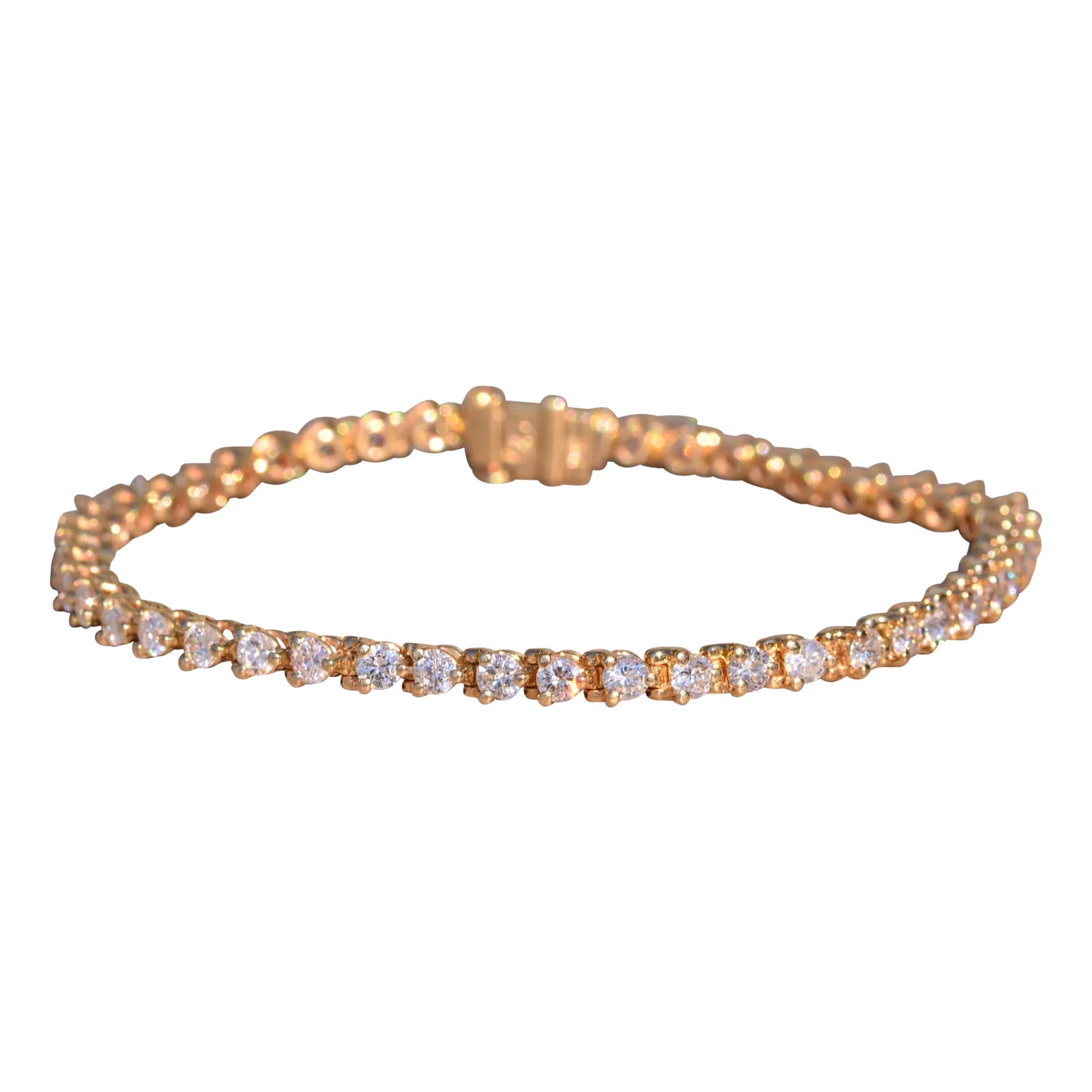 The Valley Center: Yellow Gold Martini Set Diamond Bracelet | Chairish