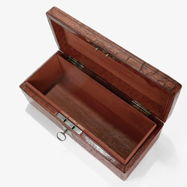 Antique English Victorian Leather and Sterling Silver Table Box | Chairish