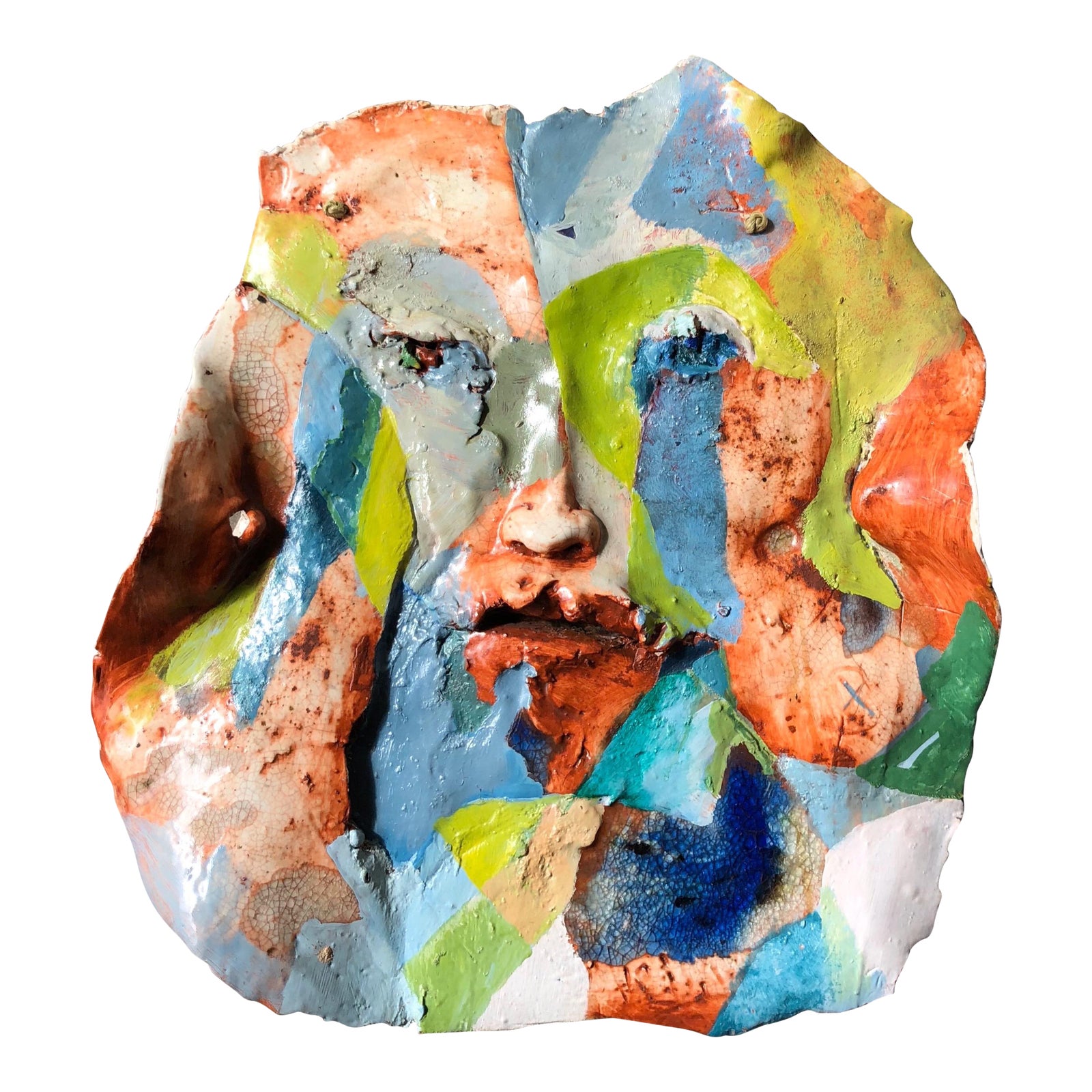 Artist Made Abstract Face Wall Sculpture | Chairish