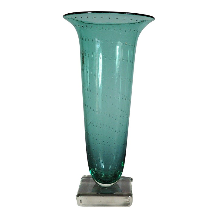 1960s Art Glass Large Carl Erickson Controlled Bubble Trumpet Vase ...