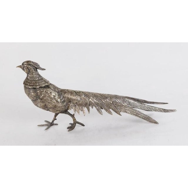 Pair of 1940s Standing Silver Plate Male and Female Pheasants Dining ...
