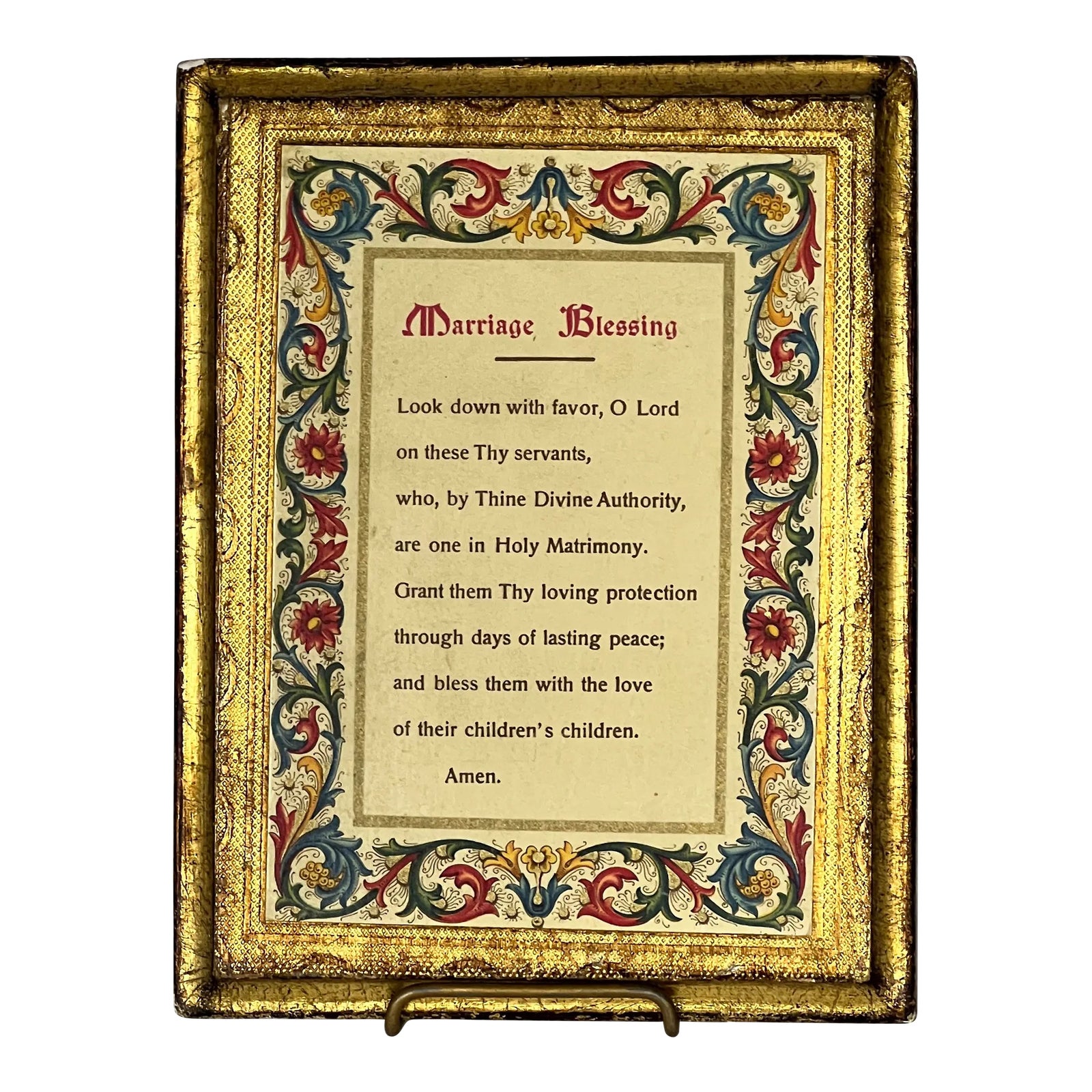 Italian Mid Century Florentine “Marriage Blessing” Wall Plaque | Chairish