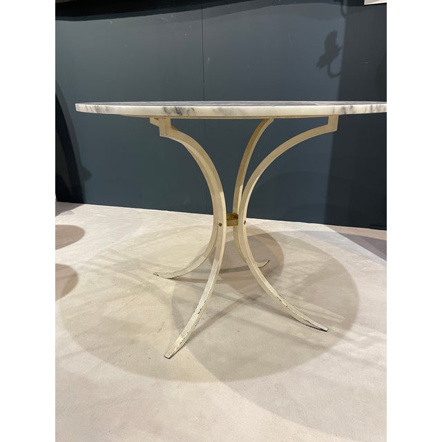 1950s Round Marble Table With Curved Arched Base | Chairish
