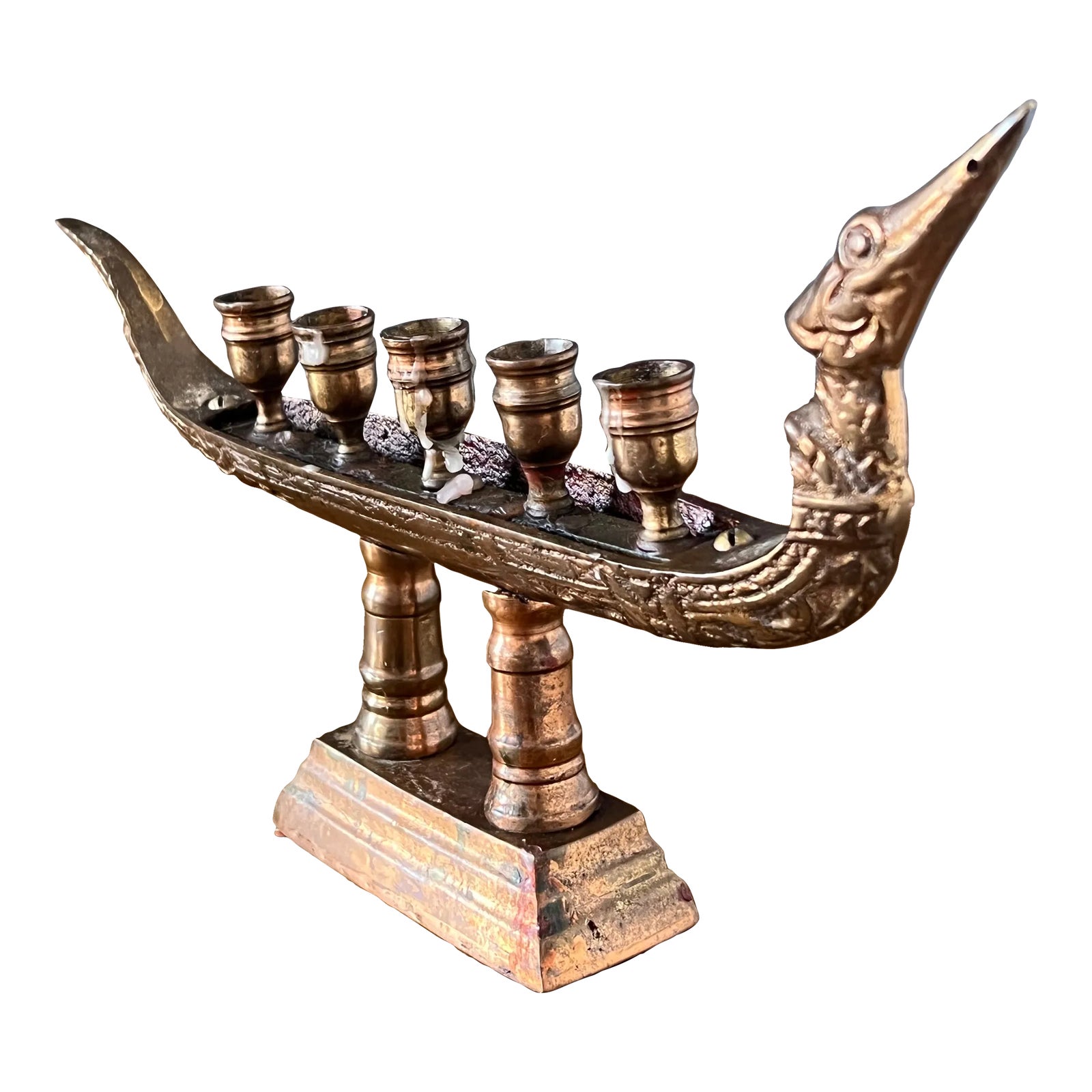 1950s Thai Suphannahong Dragon Boat Menorah | Chairish