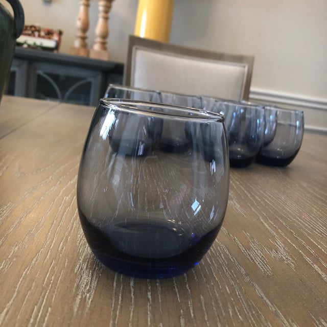 Roly Poly Glasses Set of 7 Blue, Purple in Color, Ombre, Smoky Style ...