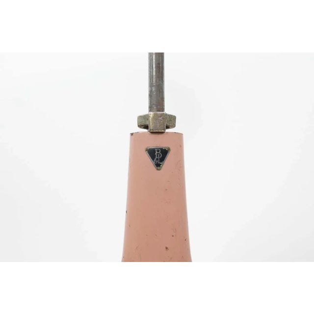 Mid 20th Century Vintage Pink Cast Iron Base Adjustable Black Leather ...