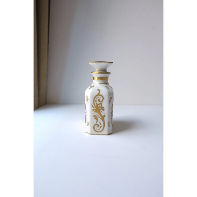 Italian White and Gold Porcelain Vanity Bottle with Bird Design Rococo ...
