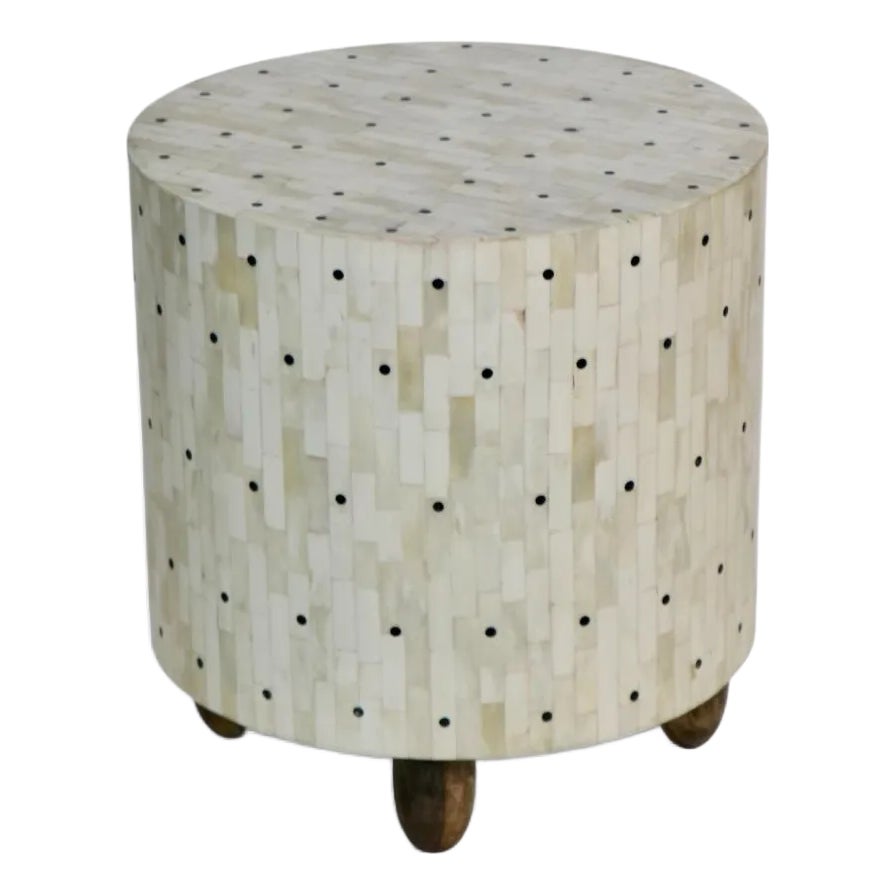 Handcrafted Bone Inlay Table With Black Dots | Chairish