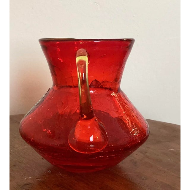 Mid 20th Century Modern Red Crackle Pilgrim Art Glass Petite Cream ...