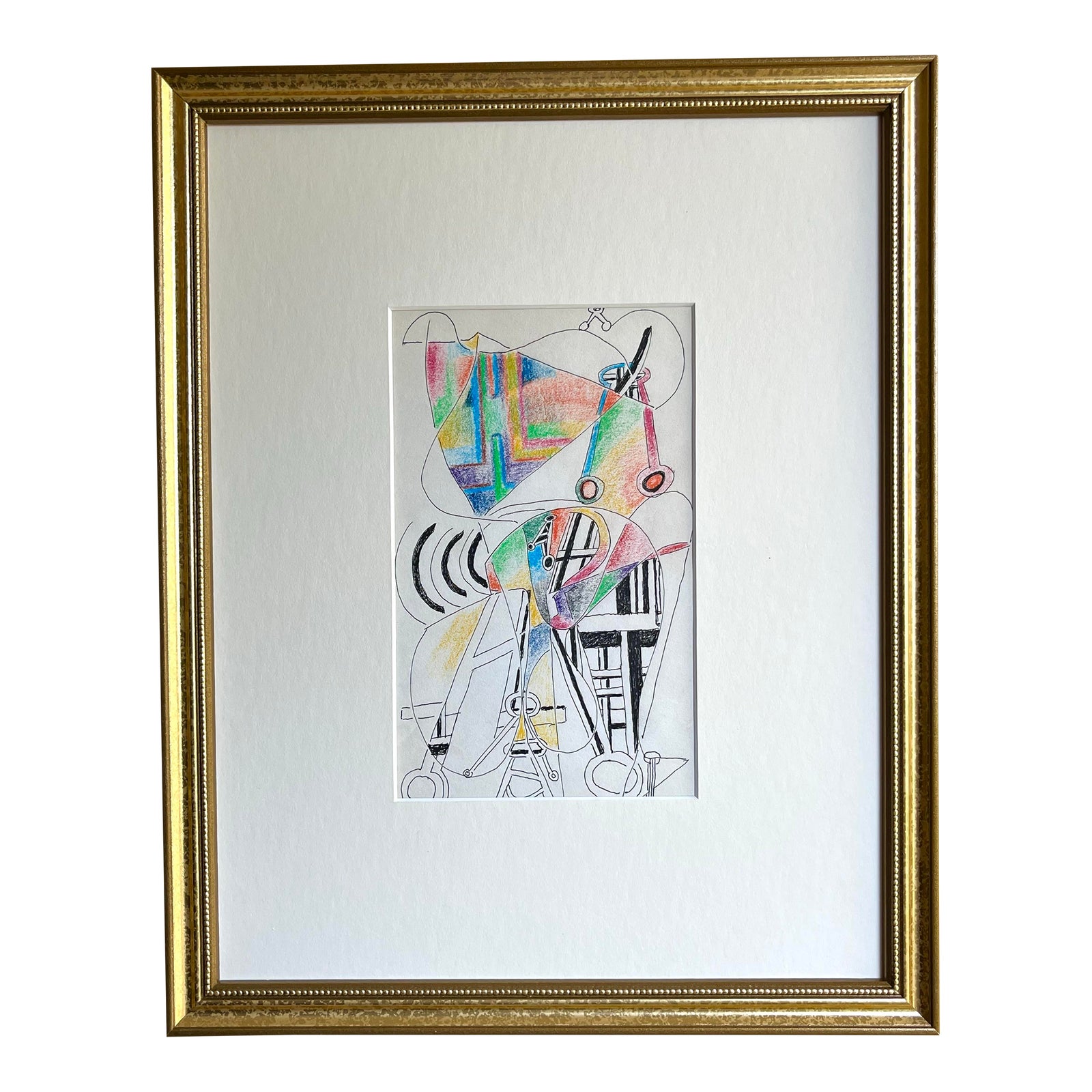 Vintage Modernist Abstract Landscape Drawing by Jewel Haley | Chairish