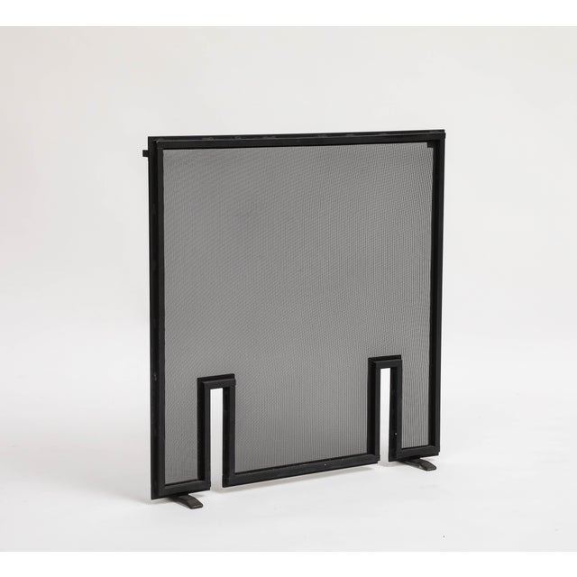 Contemporary Black Metal Mesh Firescreen | Chairish