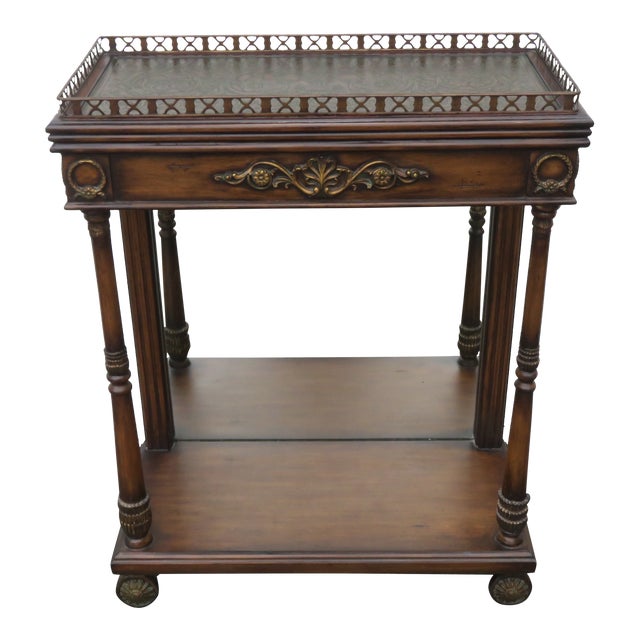 Carved Flowers Top Small Server Console Table | Chairish