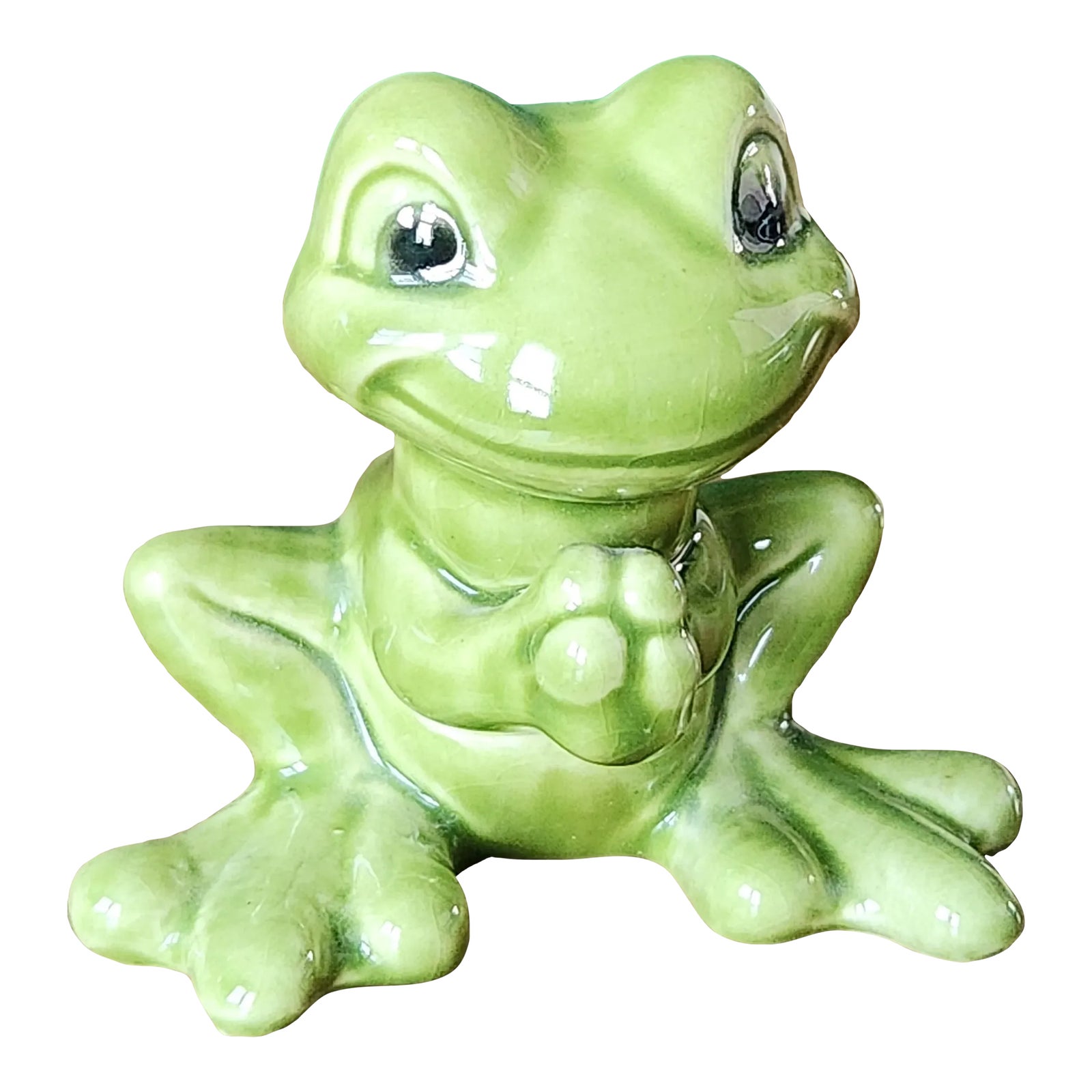 Vintage Goebel Sitting Green Frog | Chairish