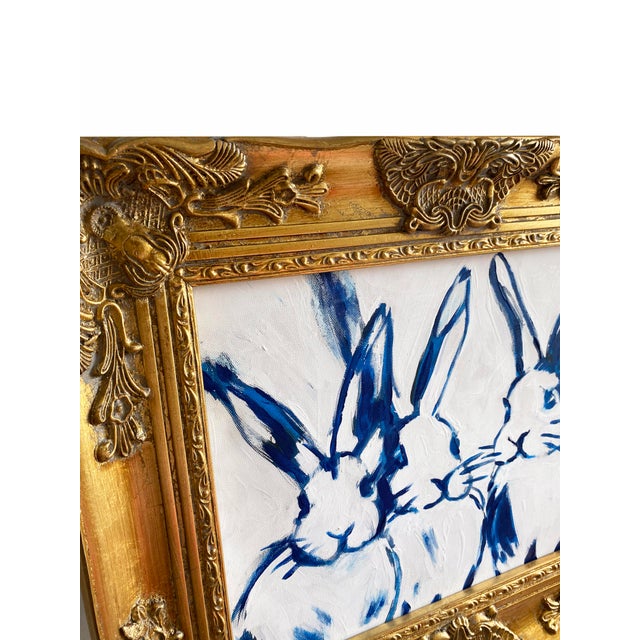 Bunny Hop Original Art Gold Gilded Wooden Frame Artist Tatiana ...