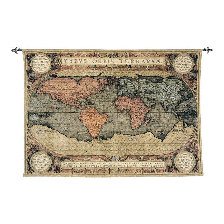 Map of the Known World Loom Woven Tapestry - 68 X 95 Cm (2'3" X 3'2 ...