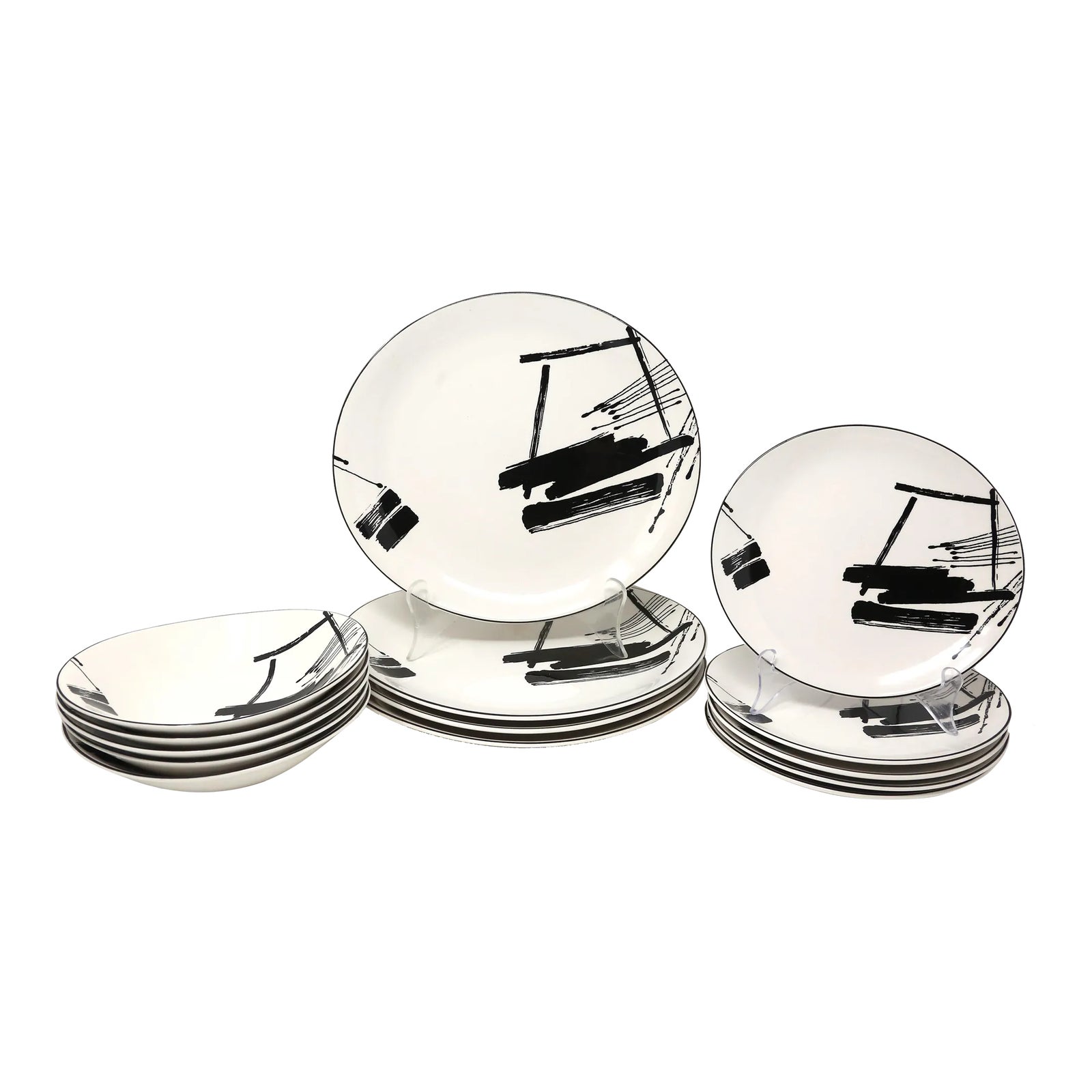 1990's "Calligraphy" Postmodern Dinnerware by Sango -Set of 14 | Chairish