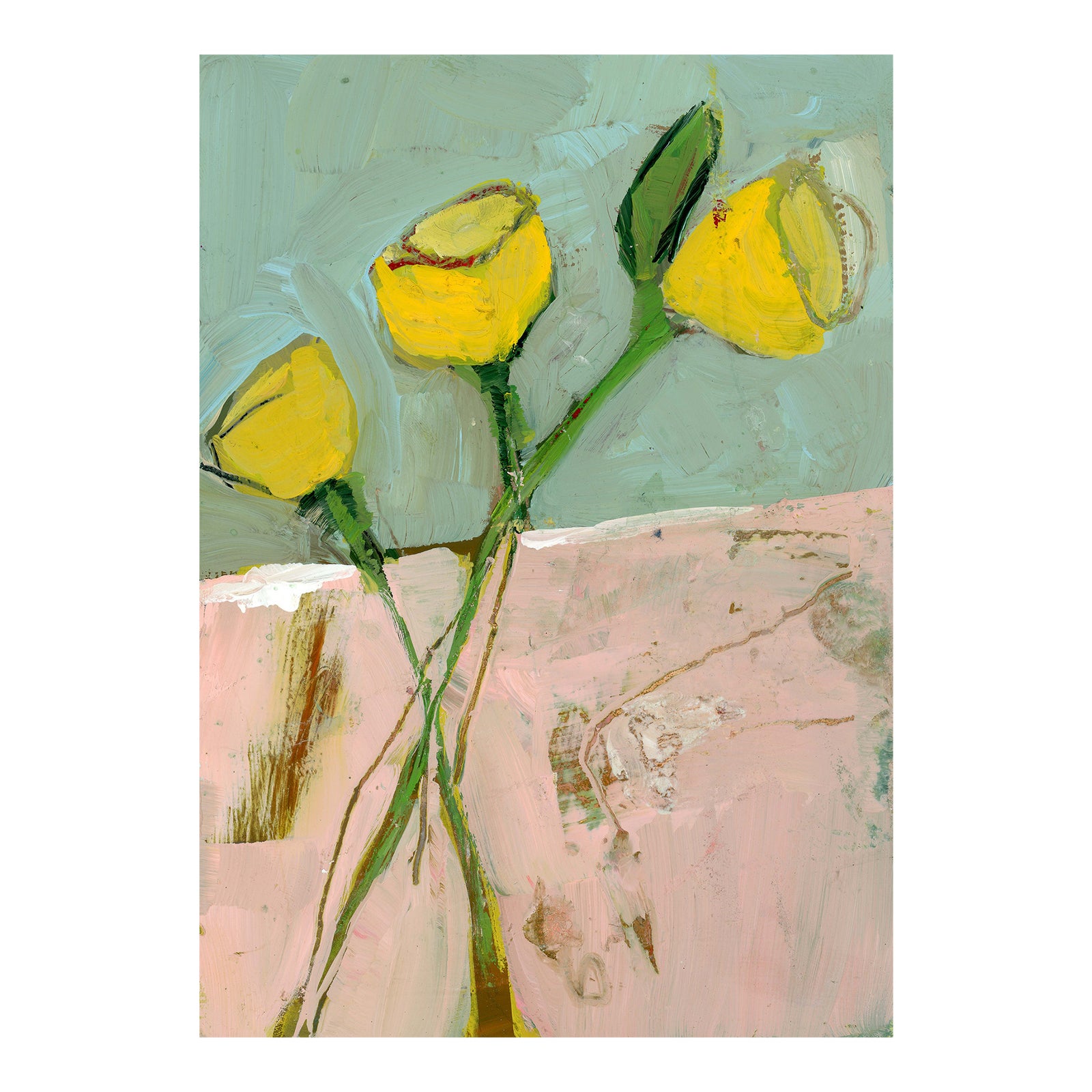 "The Golden Trio" Original Abstract Floral Acrylic Painting by Donna ...
