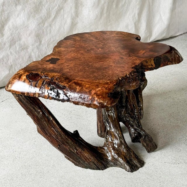 Mid-Century Burl Wood Live Edge Table | Chairish