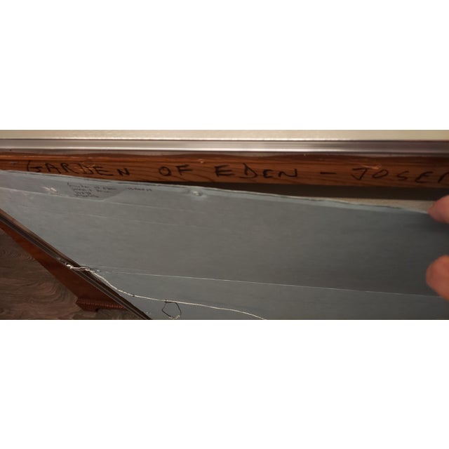 1960s Florida Artist Joseph O. Brun Large Oil Painting " Gardon of Eden ...