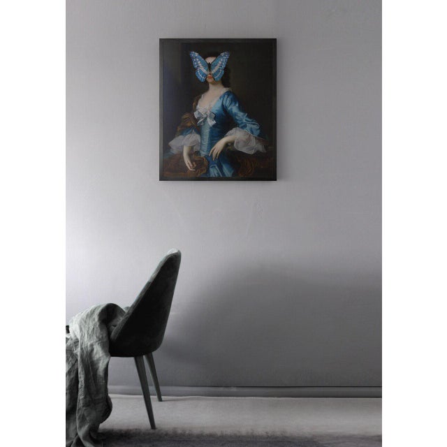 Medium Portrait of Blue and White Butterfly on Lady from Mineheart ...