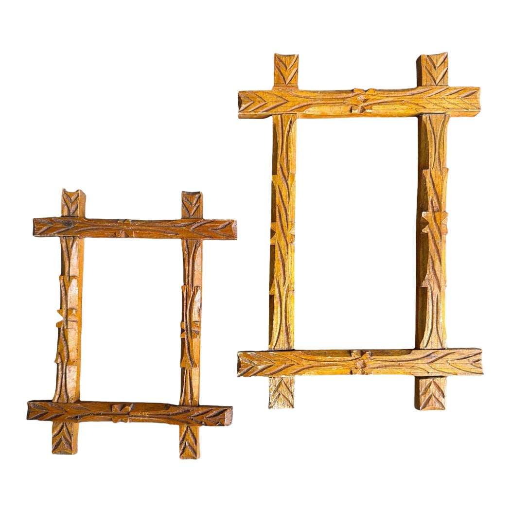 Pair Black Forest Frames 1900s Wooden | Chairish