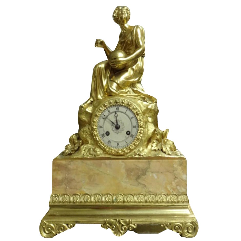 Gilt Bronze Mantle Clock by Gillion | Chairish
