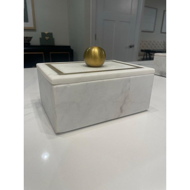Transitional Modern Marble Trinket Box | Chairish