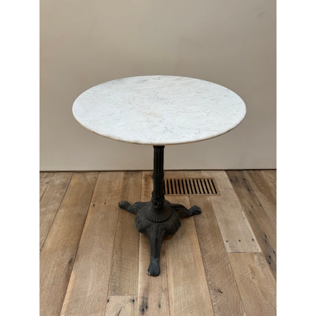 Vintage Cast Iron Marble Bistro Garden Table | Chairish