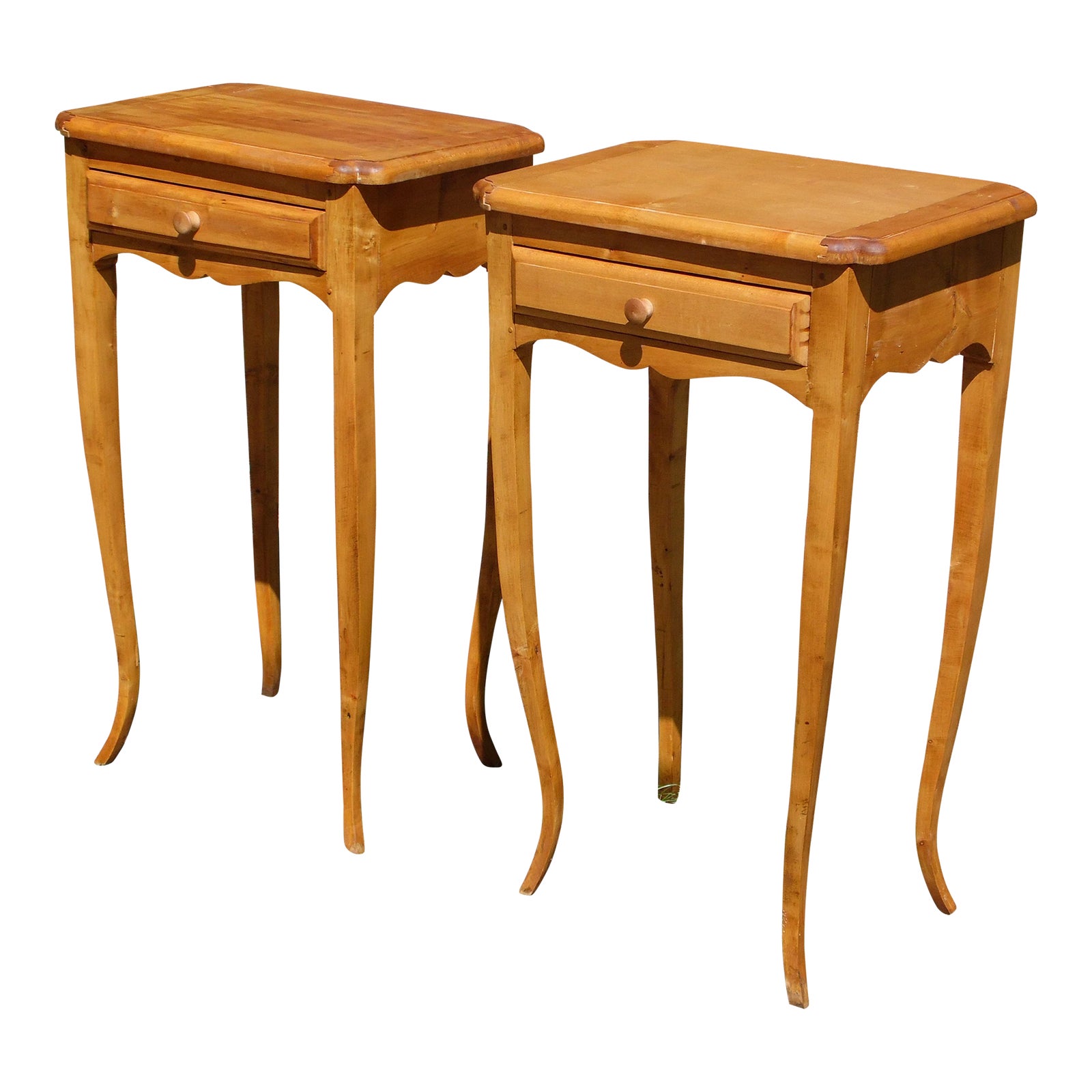 Pair Custom Handmade Louis XV Style Solid Maple Bedside End Tables ...