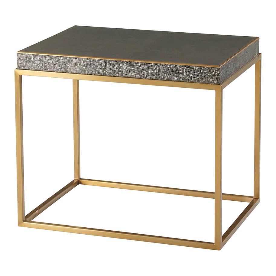 Modern Leather Top Side Table | Chairish