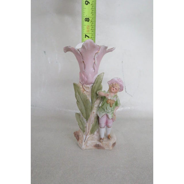 Porcelain Boy and Flower Figurine Vase | Chairish