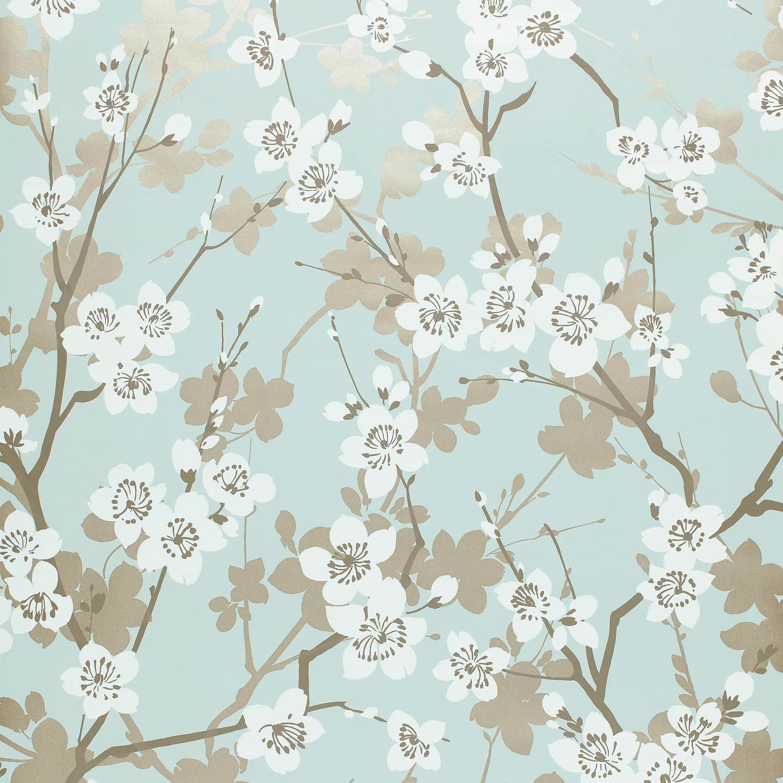 Sample - Schumacher Ming Cherry Blossom Wallpaper in Aqua | Chairish