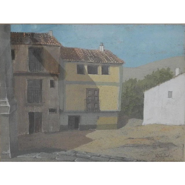 Vintage 1967 Roberto Bort Spanish Village Painting | Chairish