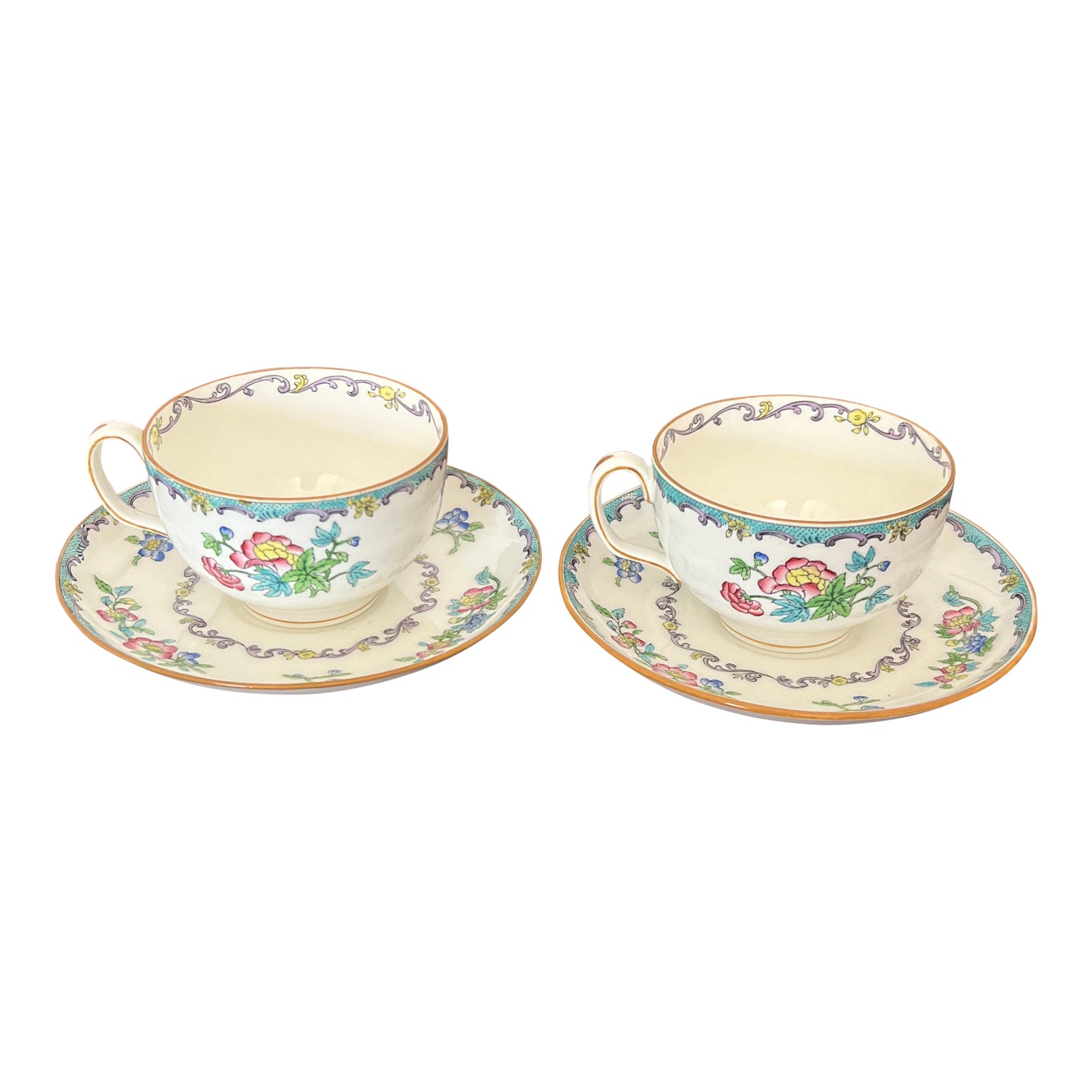 Vintage Minton Tea Cups and Saucer Set- 4 Pieces | Chairish