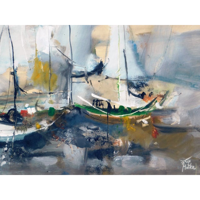 Mid 20th Century Motke Blum Nautical Abstract Seascape Mixed-Media ...