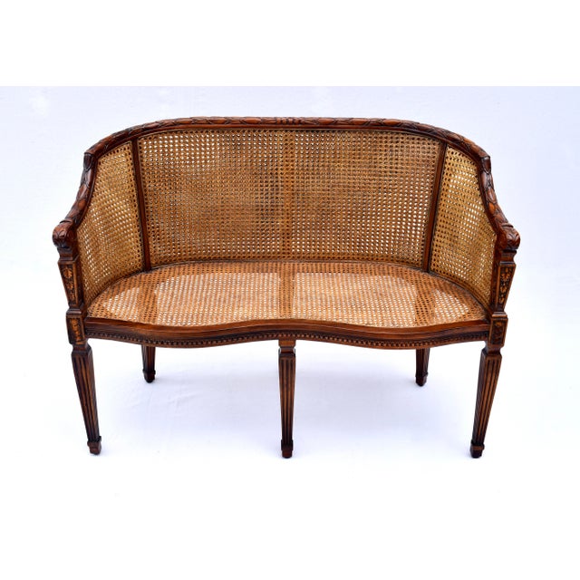 Vintage Double Cane Settee Bench | Chairish