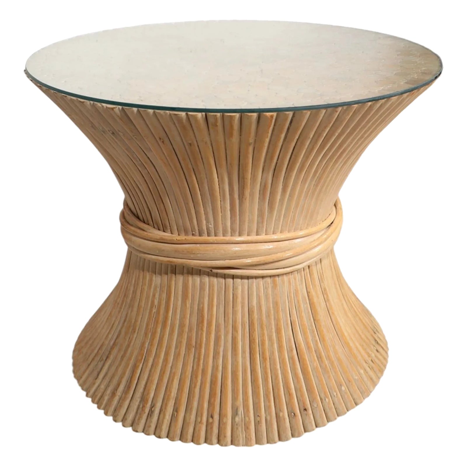 Hourglass Form Bamboo Side, End Table by McGuire | Chairish