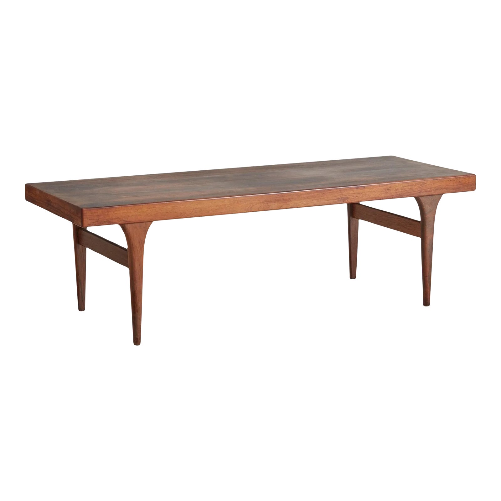 Rectangular Wood Coffee Table with Tapered Legs by Johannes Andersen, Denmark | Chairish