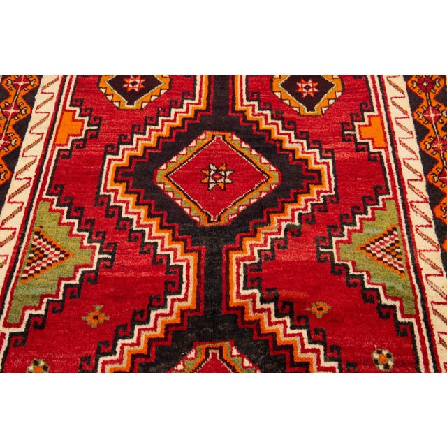 Vintage Tribal Persian Shiraz Hand-Knotted Wool Rug With a Red Field ...