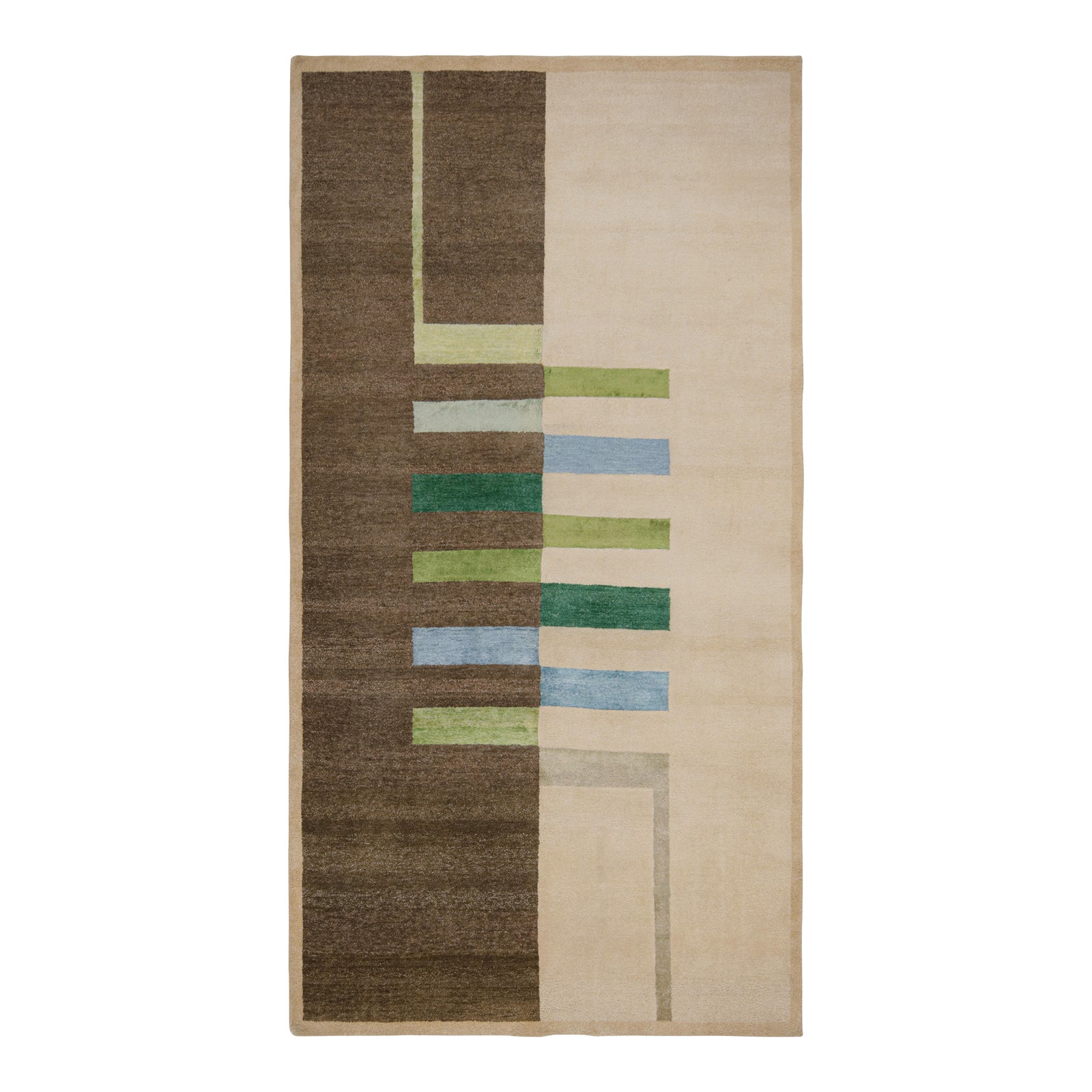 Rug & Kilim’s Modern Bauhaus Geometric Beige Brown Blue and Green Wool ...