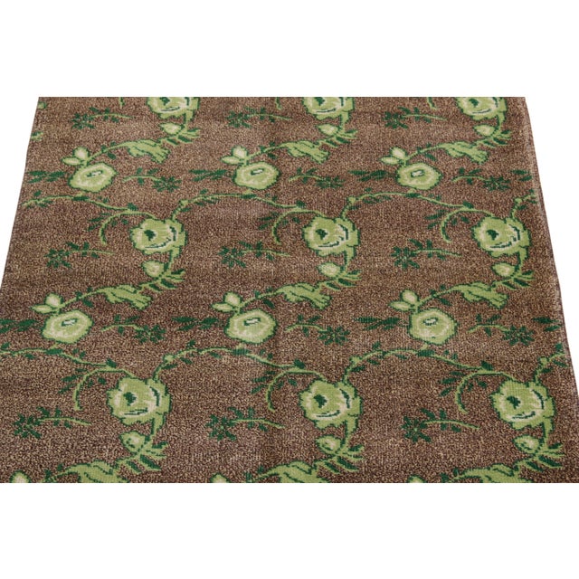 1960s Vintage Distressed Rug in Red, Blue, Beige Floral Pattern | Chairish