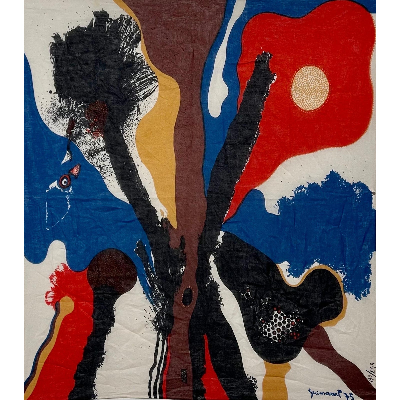 Josep Guinovart Bertrán, Bold Abstract Latin American Screenprint Scarf ...