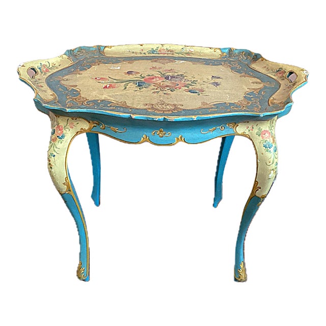 Early 20th Century Antique Venetian Hand Painted Tray Table | Chairish