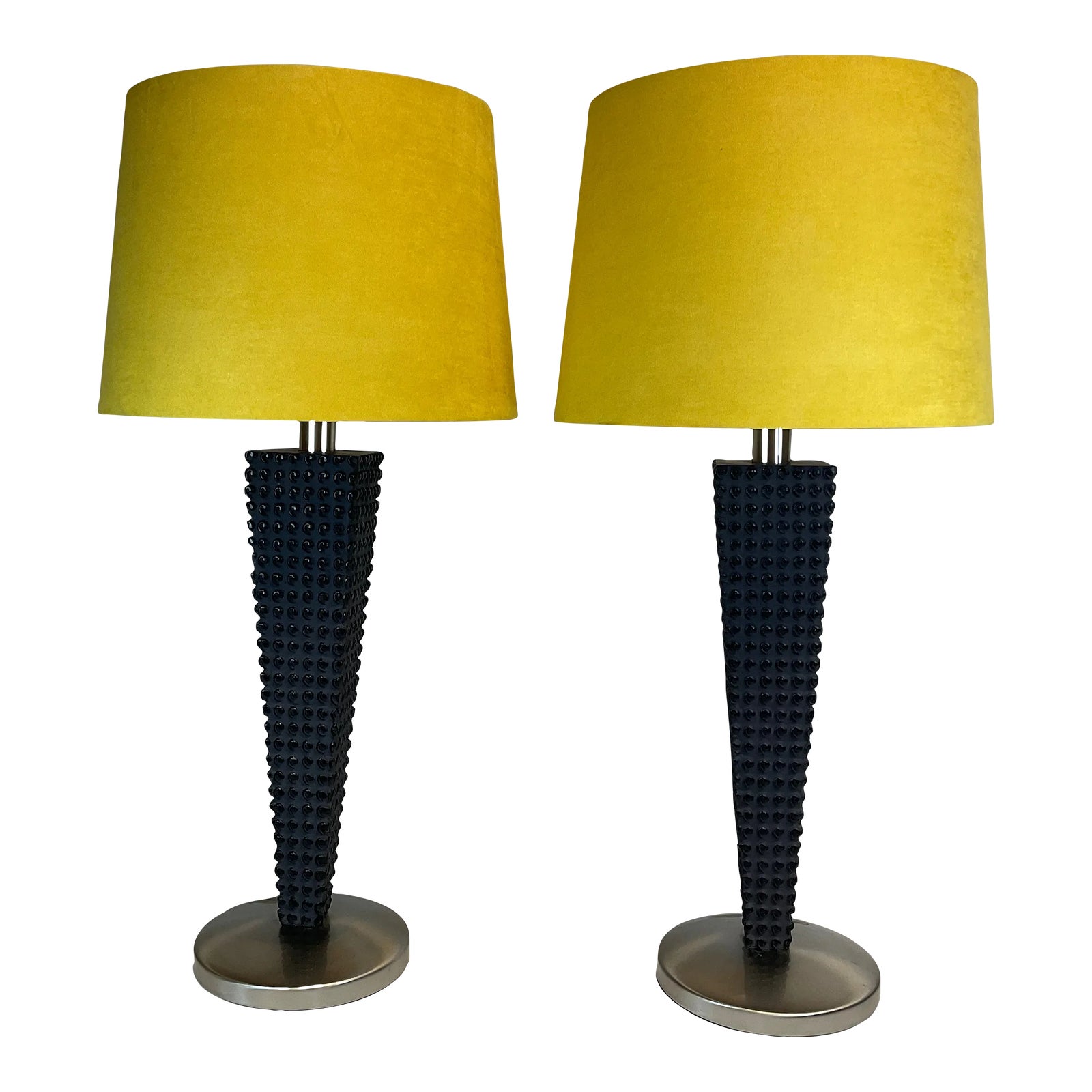 1980s Vintage Post Modern Memphis Table Lamps, New Suede Shades - A ...