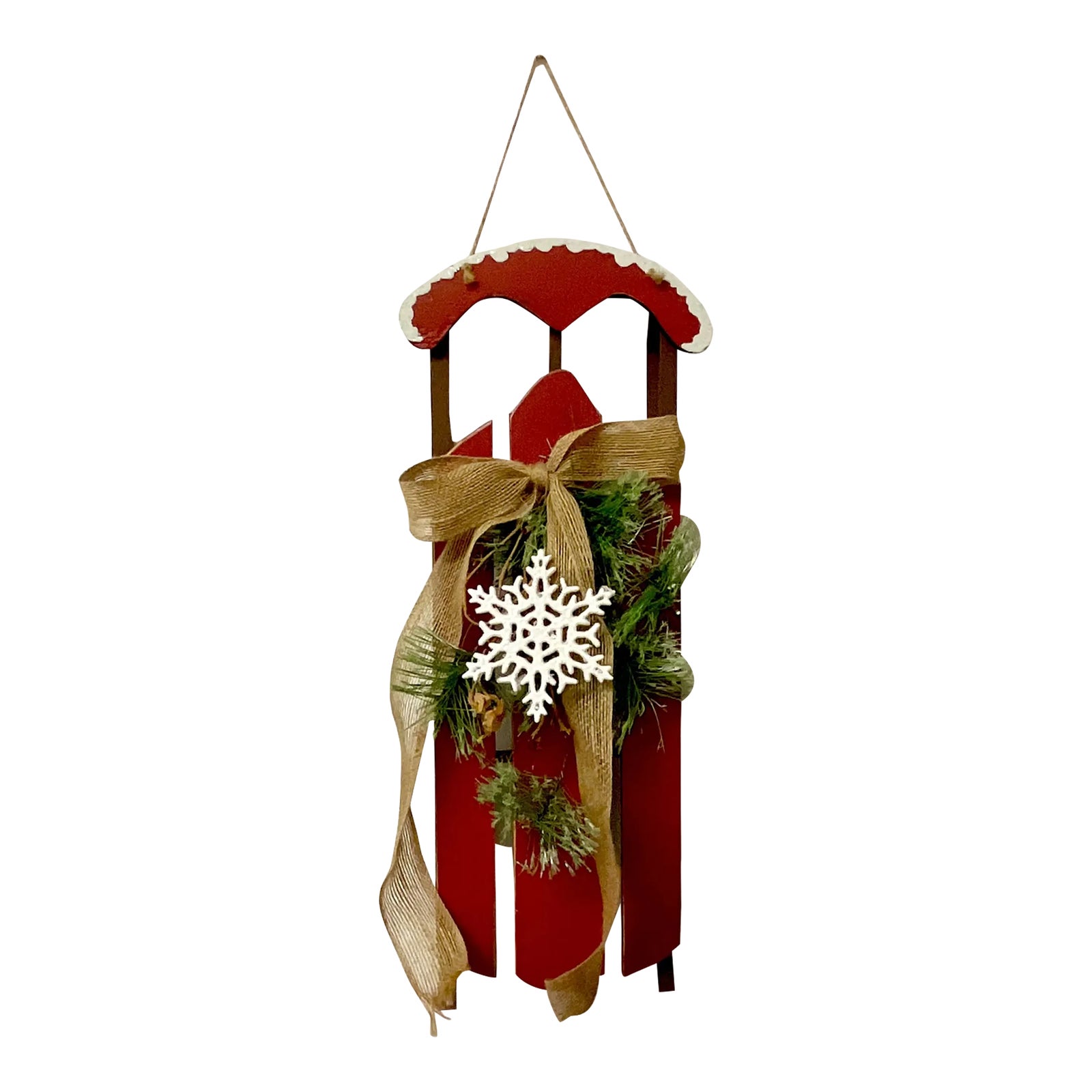 1980s Vintage Rustic Arts & Crafts Christmas Sled Wall Decorative ...