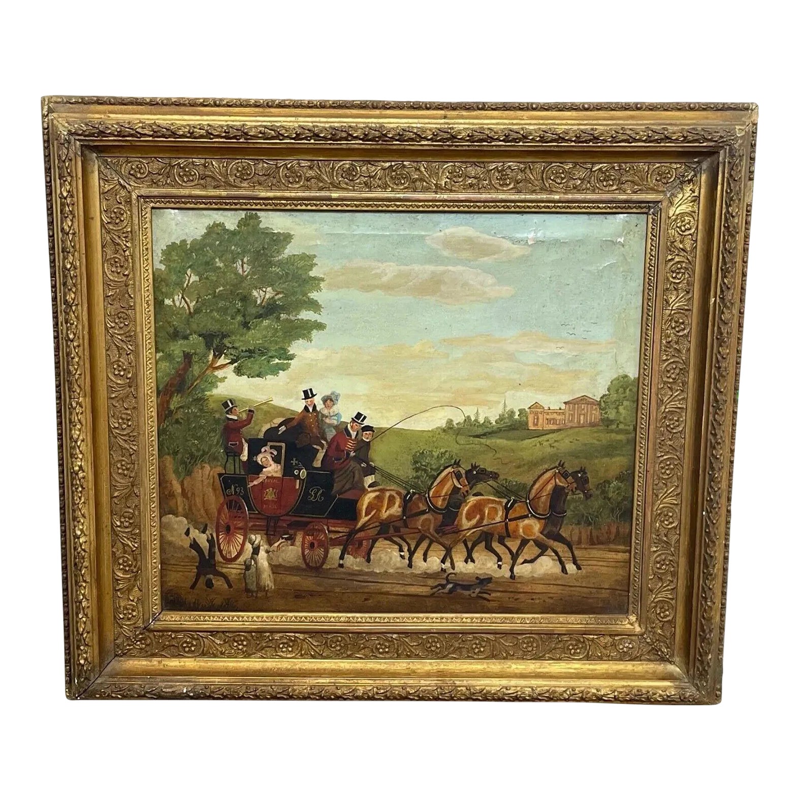 British 19th Century Oil Painting Royal Mail Carriage With Horses After ...