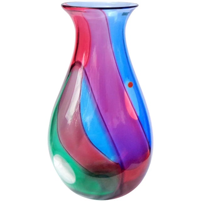 Seguso Signed Murano Vintage Sommerso Blue Red Green Carnevale Italian ...